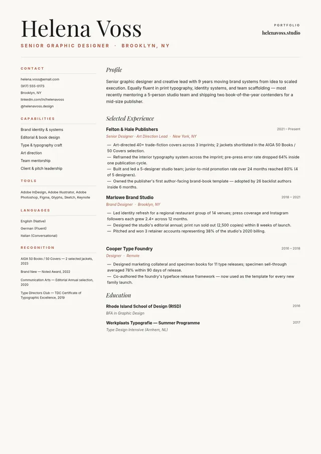 Graphic Design Resume Templates | Creative Designer CV