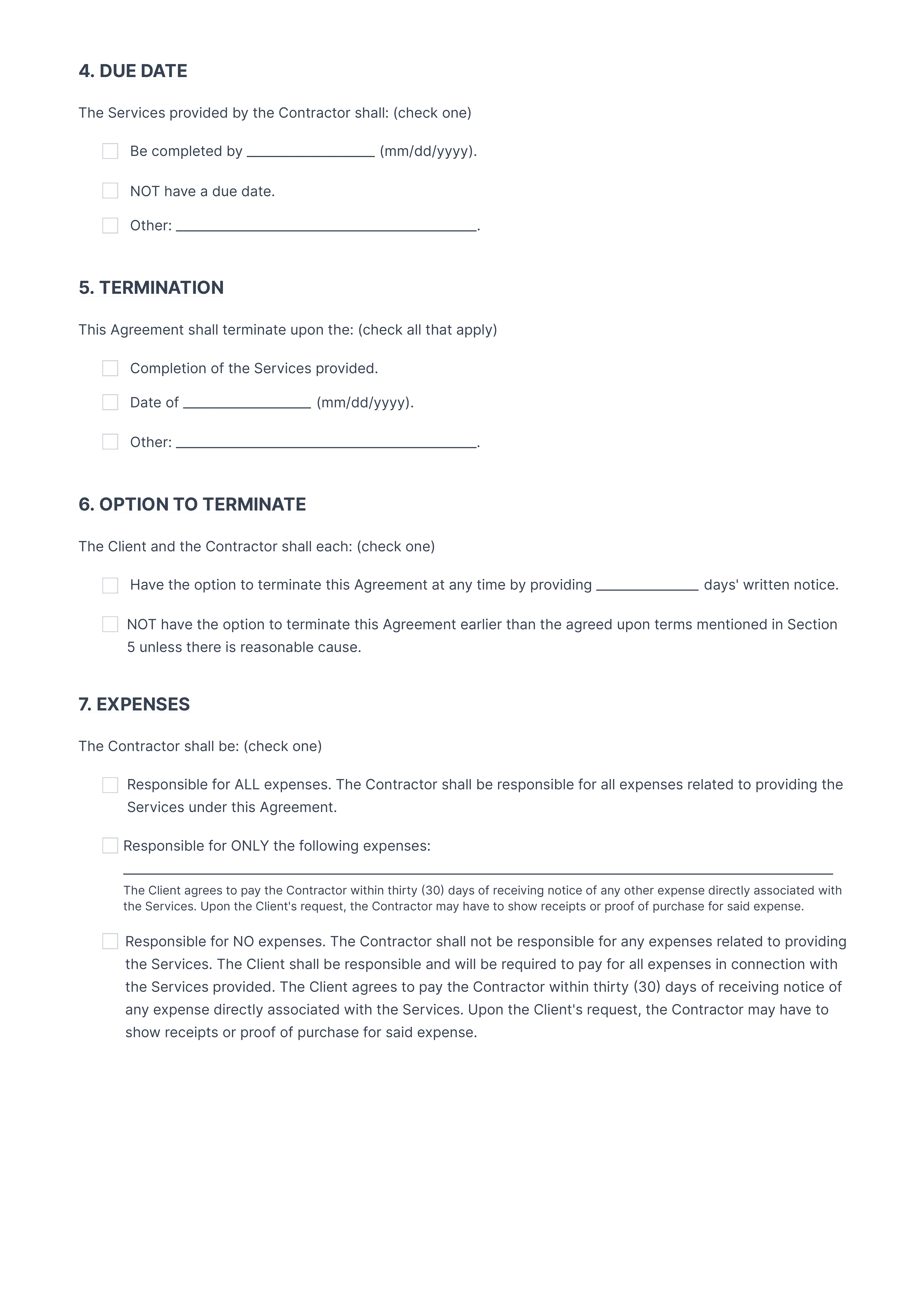 Construction Contract Format