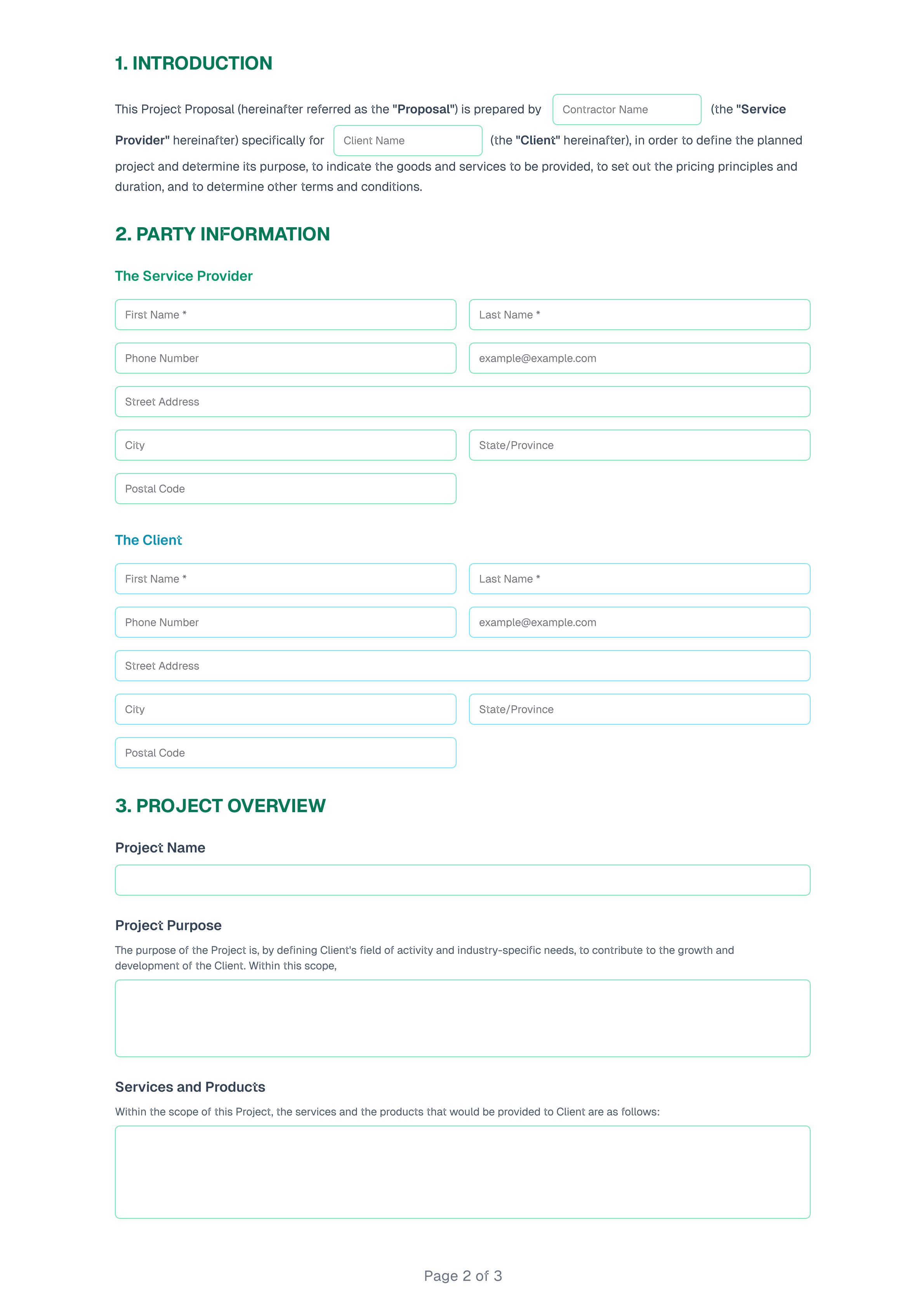 Project Proposal Form Template