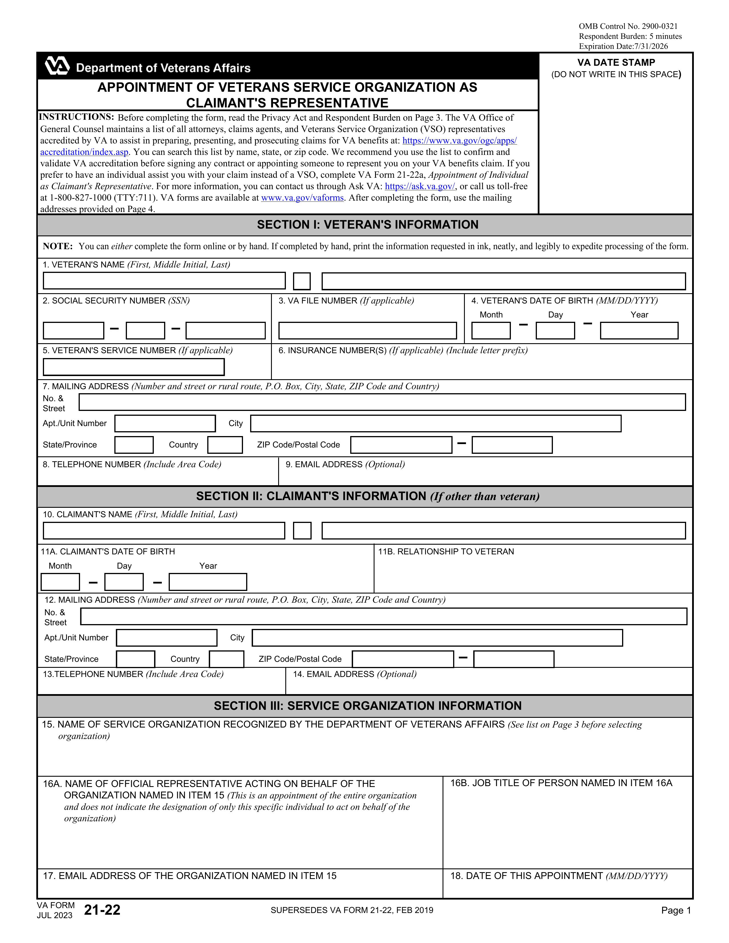 VA Form 21 22 2024 2025 Fill Forms Online PDF Guru